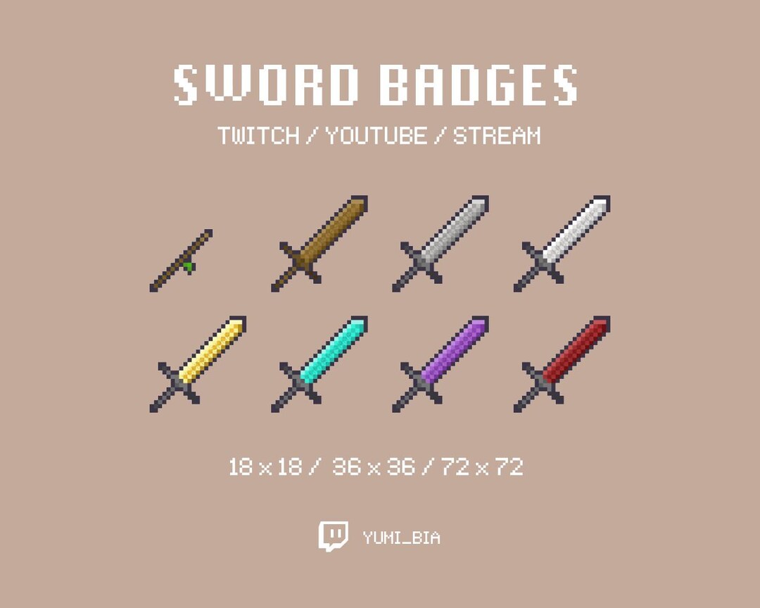 Pixel Art Sword Twitch Sub Badges: 8-pack (instant Download) - Etsy