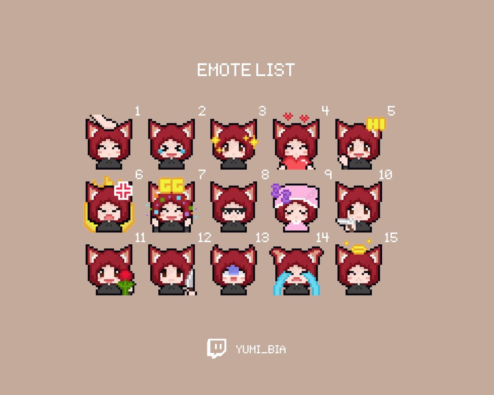 Custom Chibi Anime Pixel Art Emotes | Twitch, Discord, Youtube - Etsy