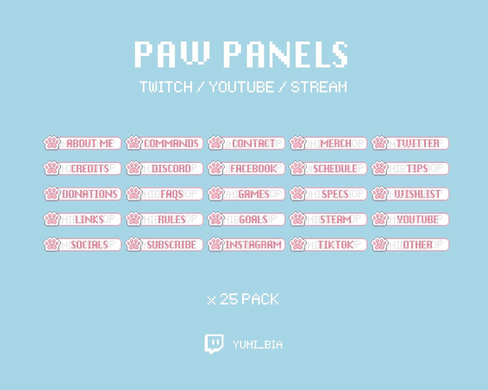 Pink Paw Toebean Twitch Panels | Cute | Kawaii | Streamer | Stream Setup | Pastel | Aesthetic ...