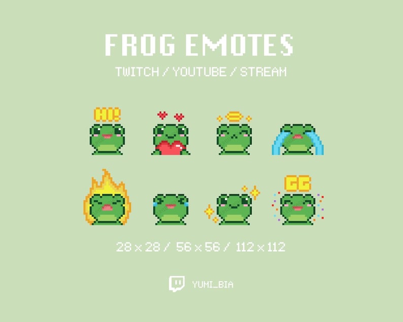 Frog Twitch Emote Pack | Cute Twitch Emote | Twitch Frog Emote ...