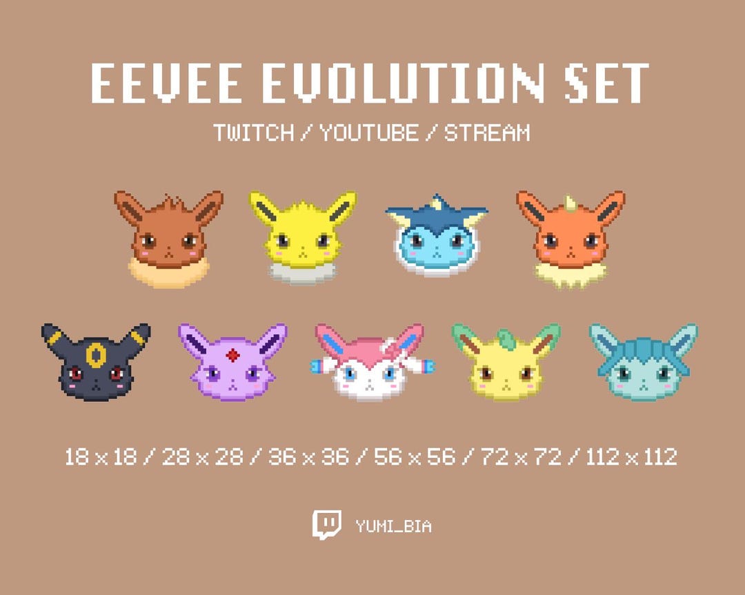 Pokémon Eevee Evolution Badges / Twitch Emotes / Sub Badges / Bit ...