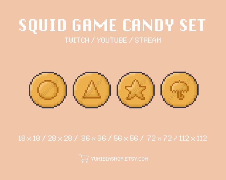 Squid Game Candy Round 6 Candy Dalgona Candy Twitch Sub Badges Bit ...