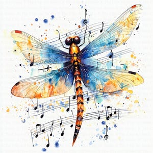 Dragonfly Music Notes Clipart | 10 High Quality JPG | Digital Download ...