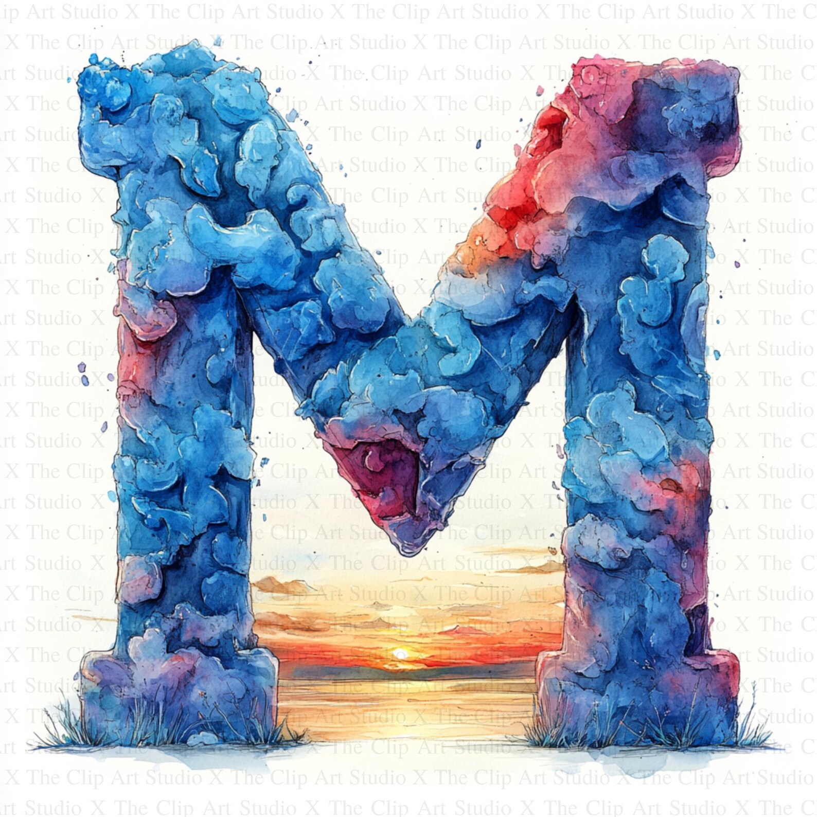 Letter M Clipart 10 High Quality Jpgs Digital Download Nursery Art Card ...