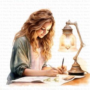 Woman Writing Clipart | 10 High Quality Jpgs | Digital Download | Junk ...