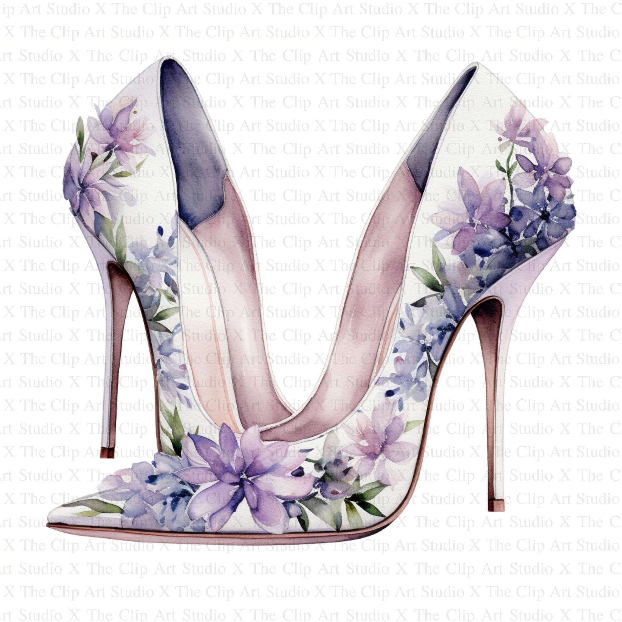 Floral Prom Shoes Clipart 10 High Quality Jpgs Digital Download High ...