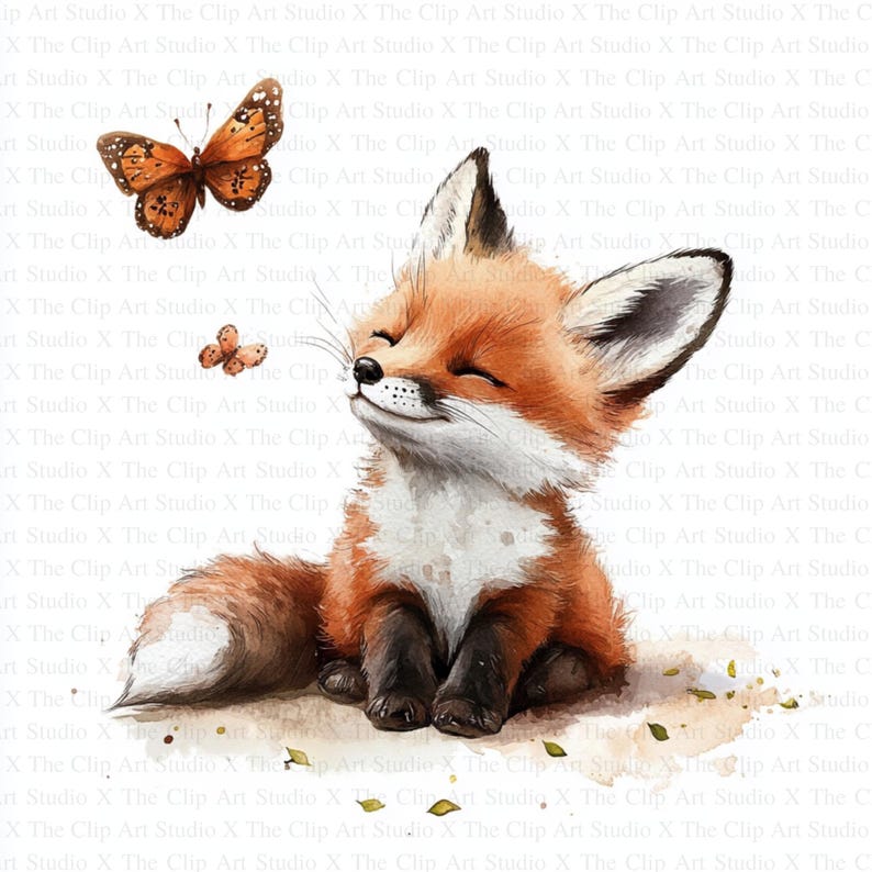 Fox and Butterfly Clipart | 10 High Quality Jpgs | Digital Download ...