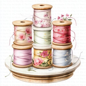 Vintage Spools of Thread Clipart | 10 High Quality Jpgs | Digital ...