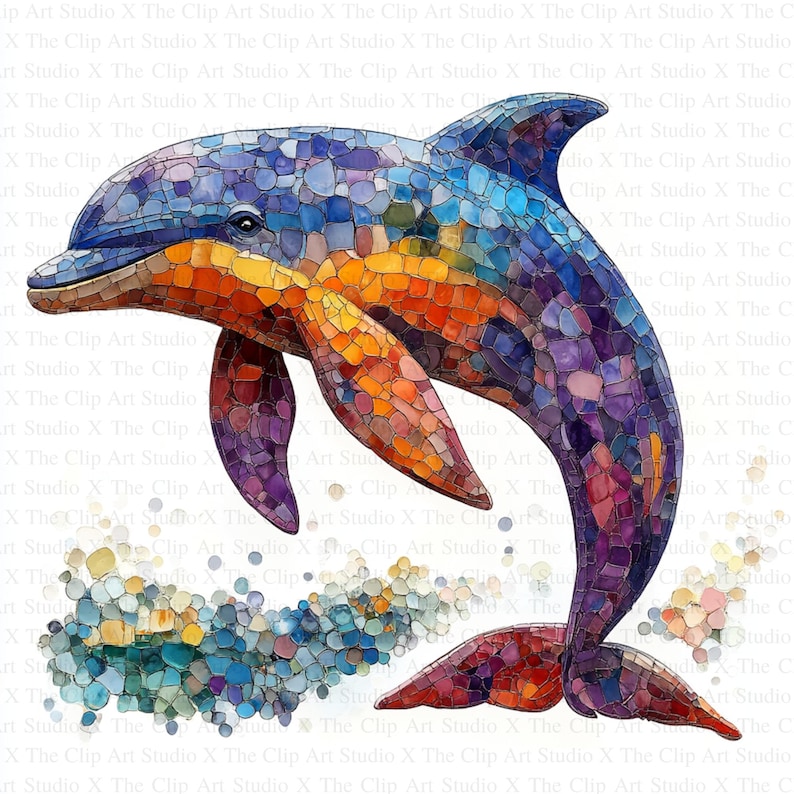 Watercolor Colorful Dolphins Clipart | 10 High Quality Jpgs | Digital ...