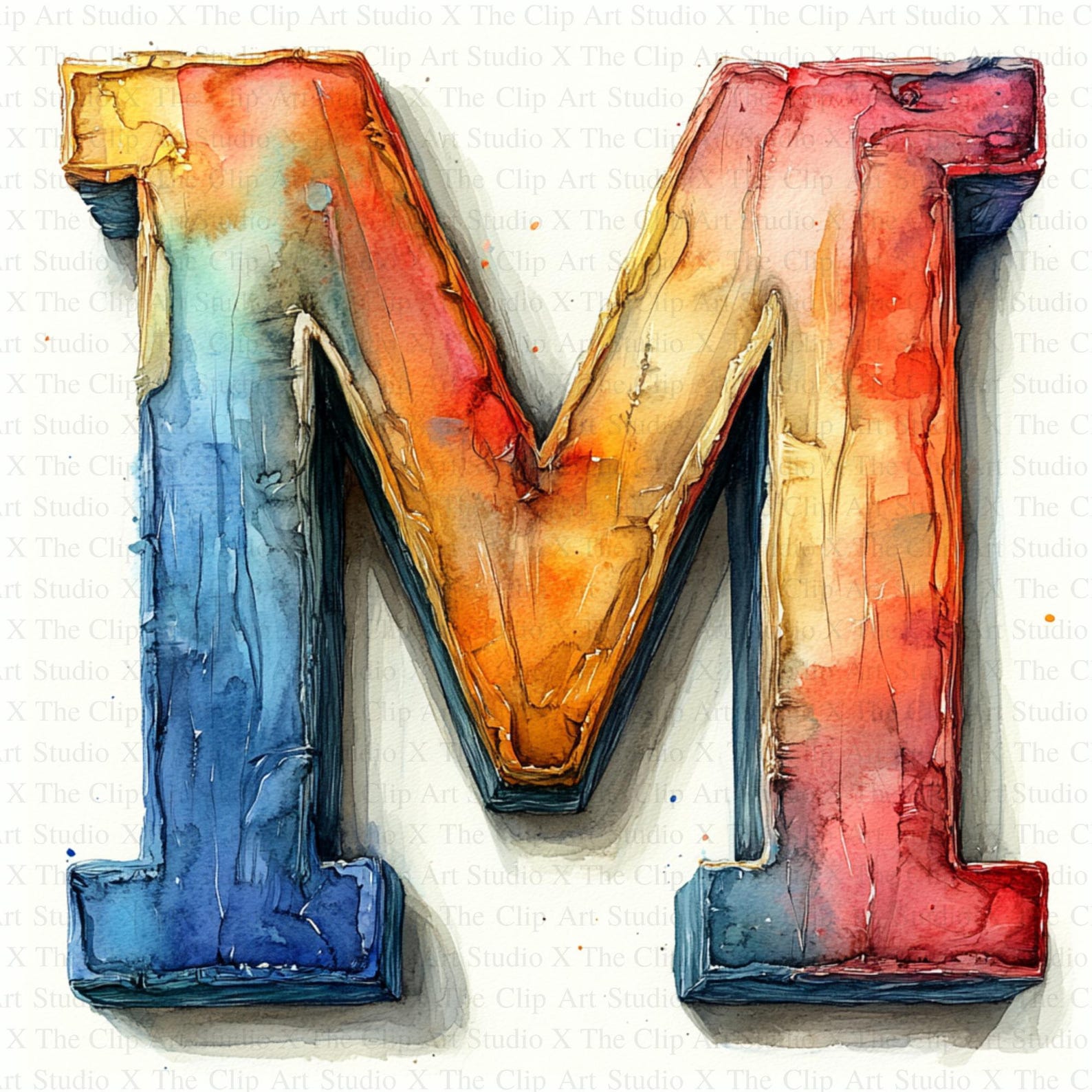 Letter M Clipart 10 High Quality Jpgs Digital Download Nursery Art Card ...