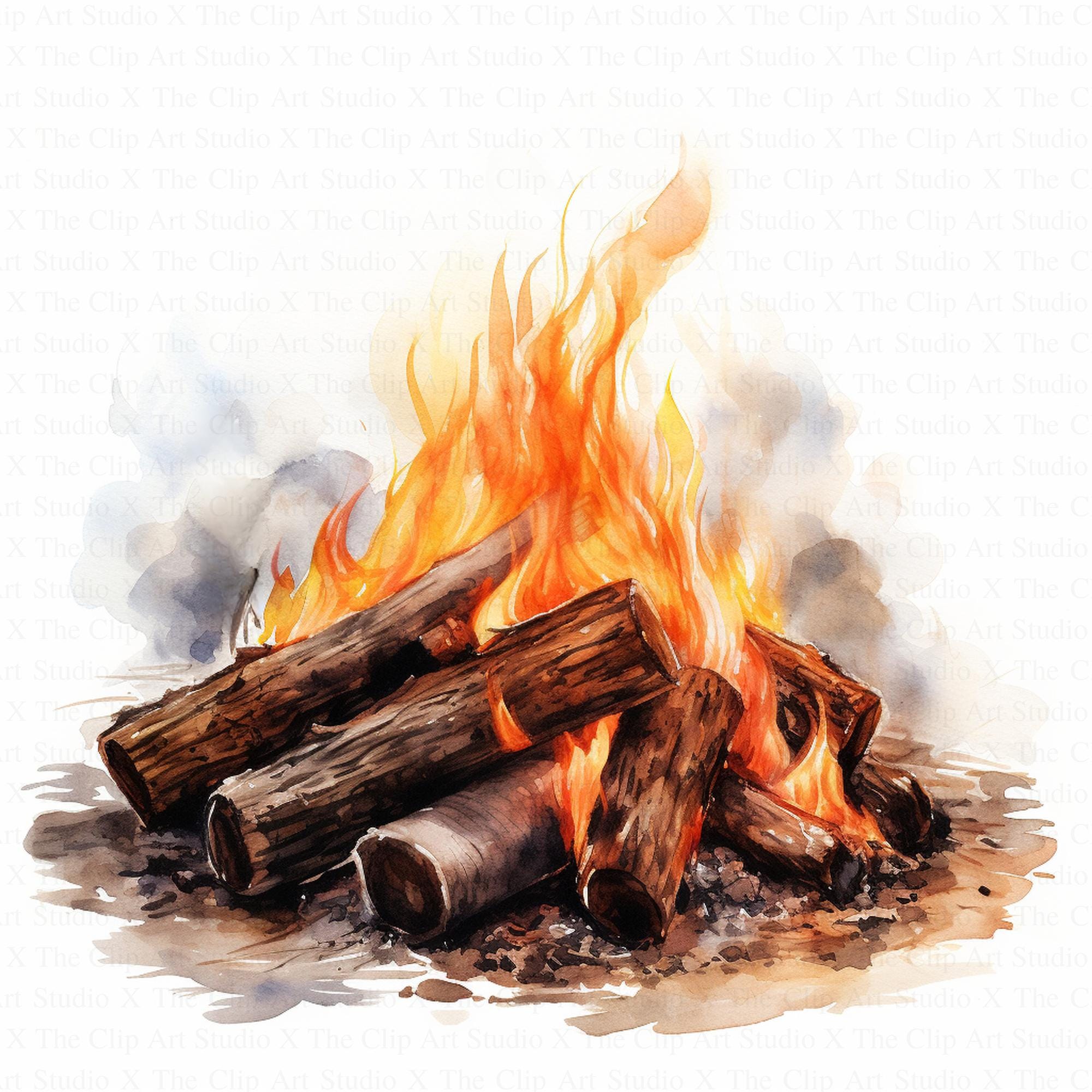 Bonfire Campfire Clipart 10 High Quality Jpgs Digital Download Paper ...