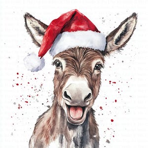 Donkey With Santa Hat Clipart | 10 High Quality Jpgs | Digital Download ...