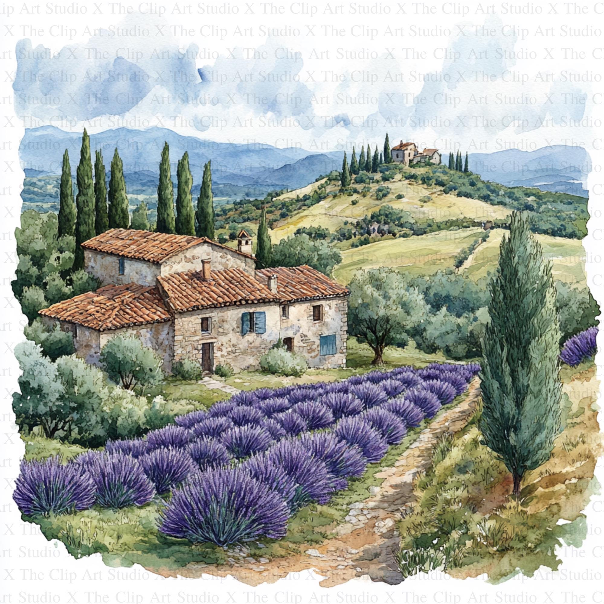 Provence Landscape Clipart | 10 High Quality Jpgs | Digital Download ...