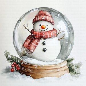 Snowman Christmas Snow Globe Clipart | 10 High Quality Jpgs | Digital ...