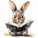 Bunny Reading Book Clipart | 10 High Quality Jpgs | Digital Download ...