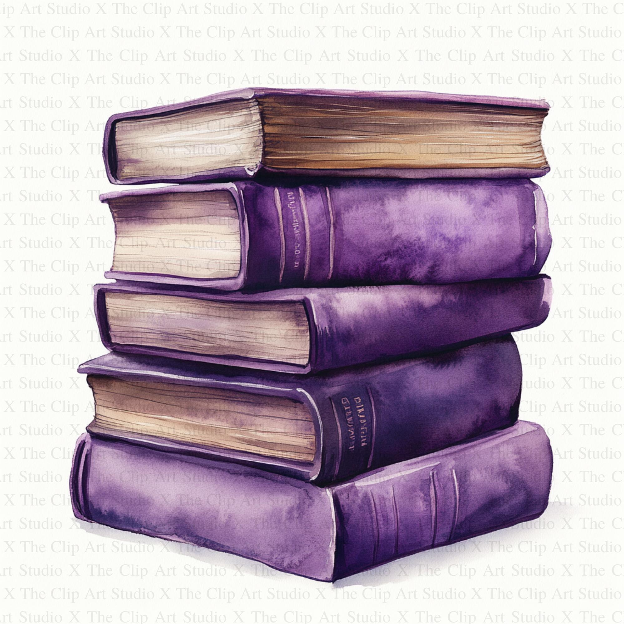 Stack of Purple Books Clipart | 10 High Quality Jpgs | Digital Download ...