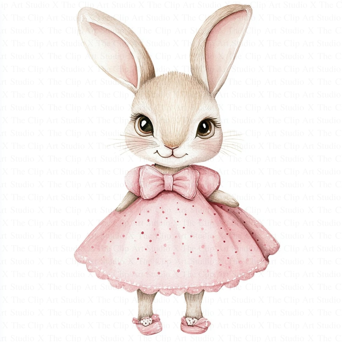 Cute Bunny in Pink Dress Clipart | 10 High Quality JPG | Instant ...