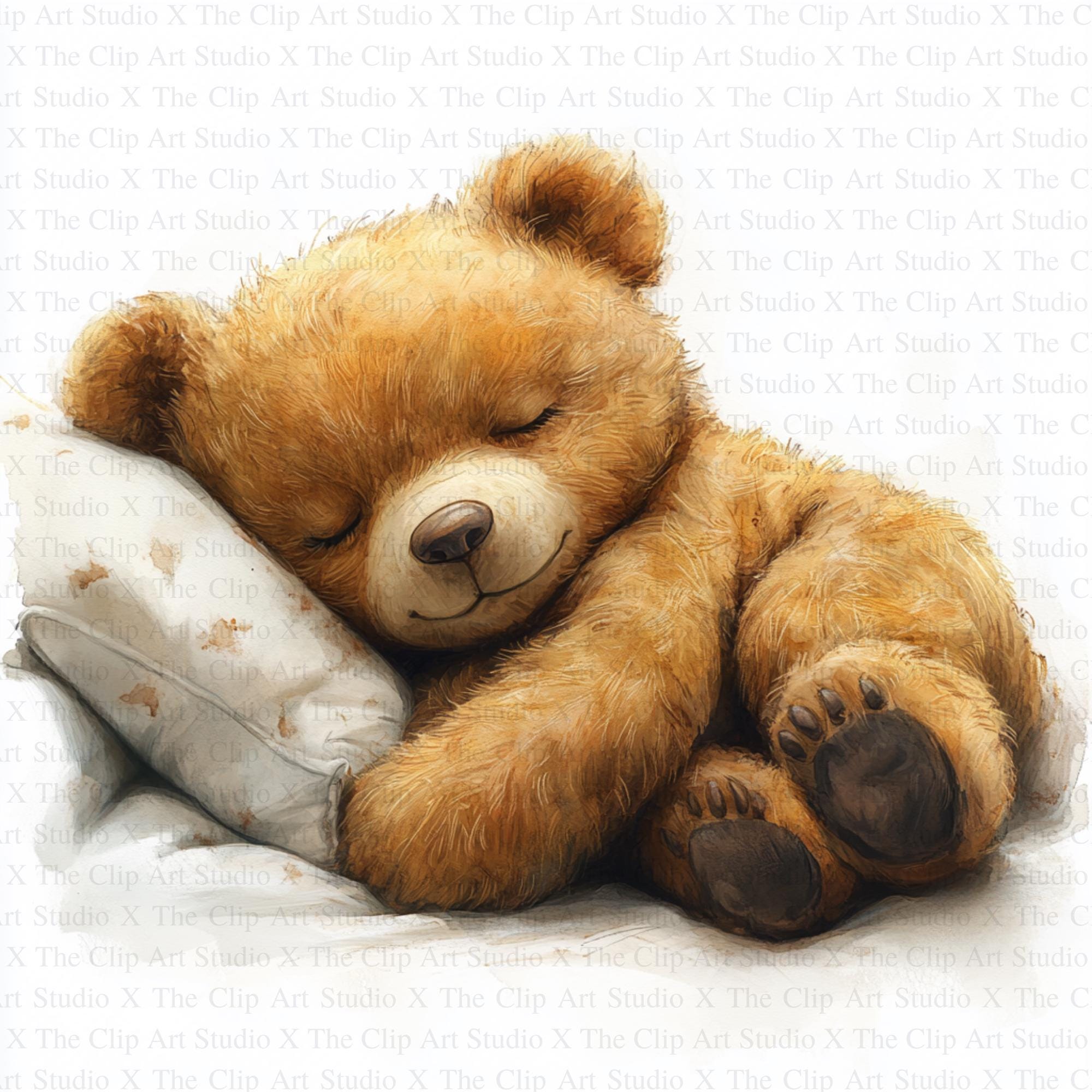 Sleeping Teddy Bears Clipart 10 High Quality Jpgs Digital Download Card ...