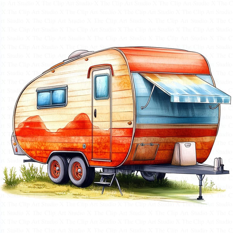 Cartoon Trailer Clipart | 10 High Quality Jpgs | Digital Download ...