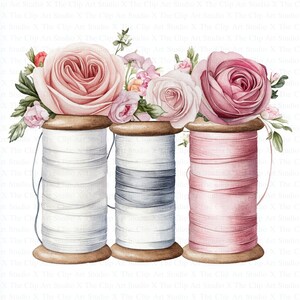 Vintage Spools of Thread Clipart | 10 High Quality Jpgs | Digital ...