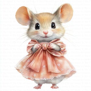 Cute Mouse in Pink Dress Clipart | 10 High Quality JPG | Digital ...