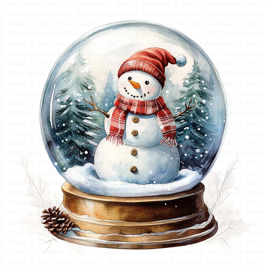 Snowman Christmas Snow Globe Clipart | 10 High Quality Jpgs | Digital ...