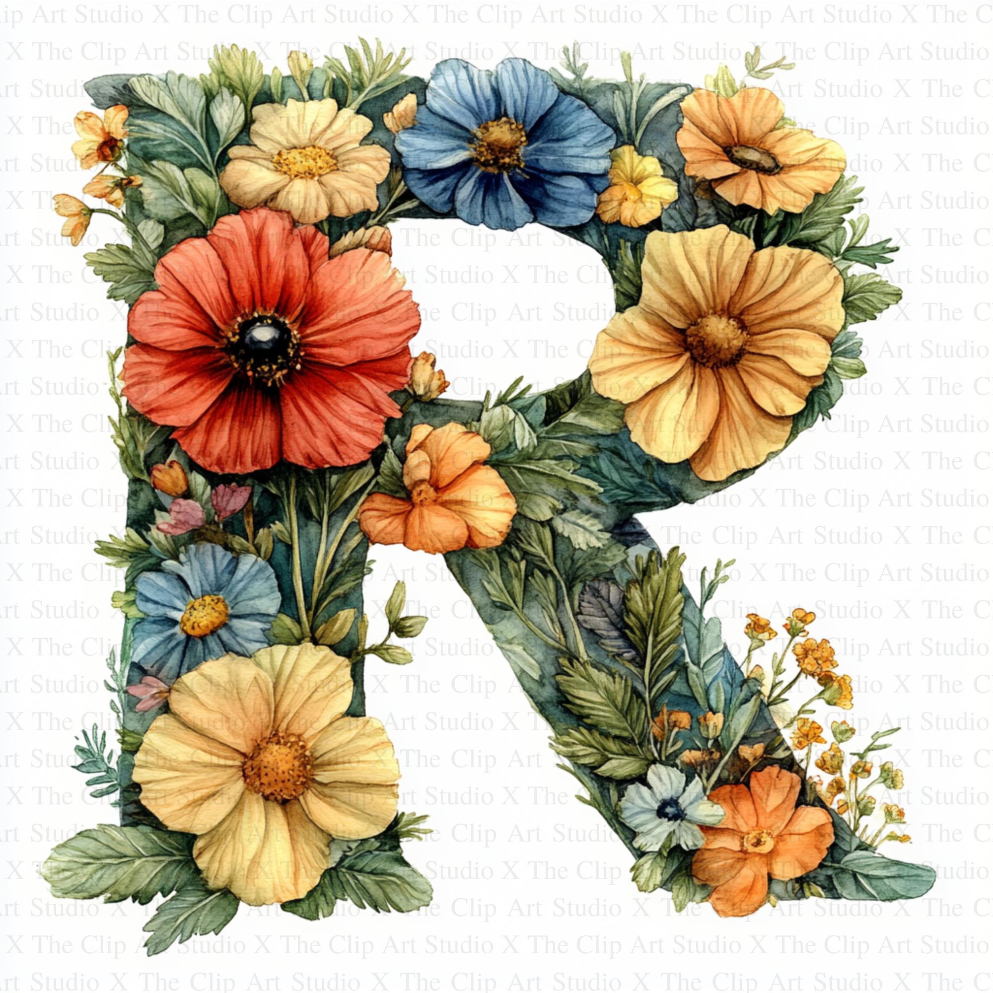 Letter R Clipart 10 High Quality Jpgs Digital Download Nursery Art Card ...