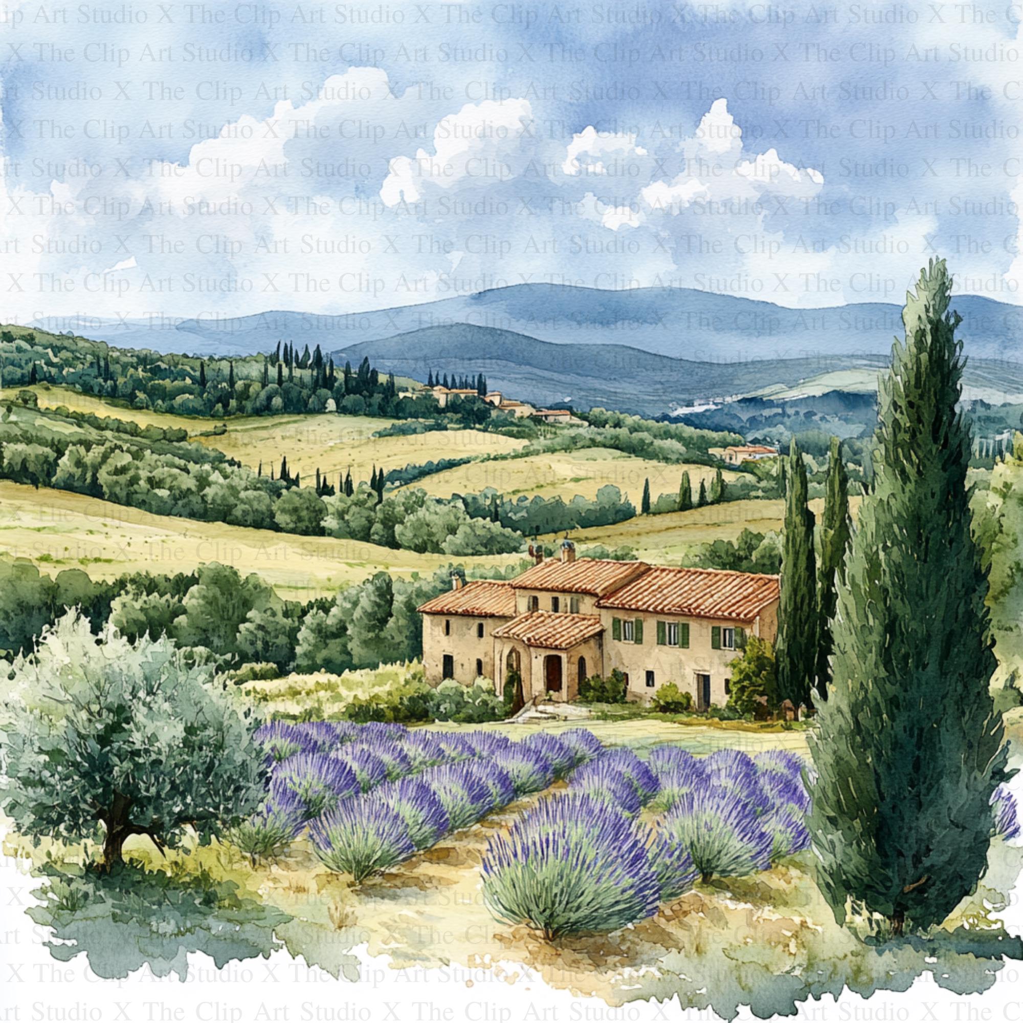 Provence Landscape Clipart | 10 High Quality Jpgs | Digital Download ...