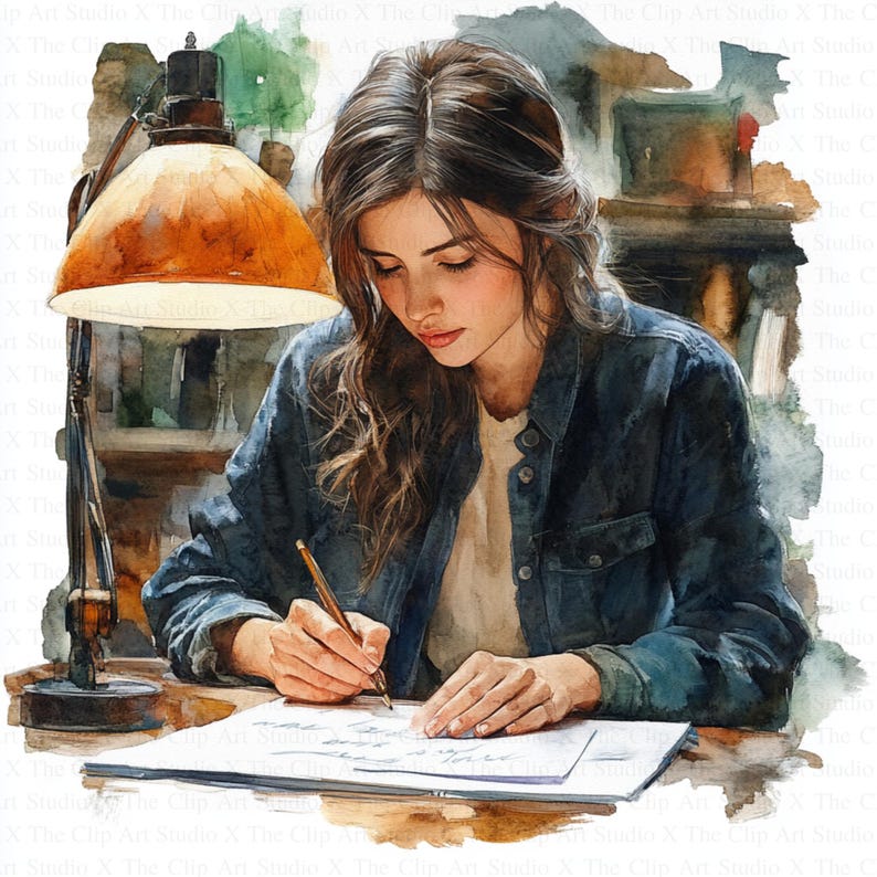 Woman Writing Clipart | 10 High Quality Jpgs | Digital Download | Paper ...