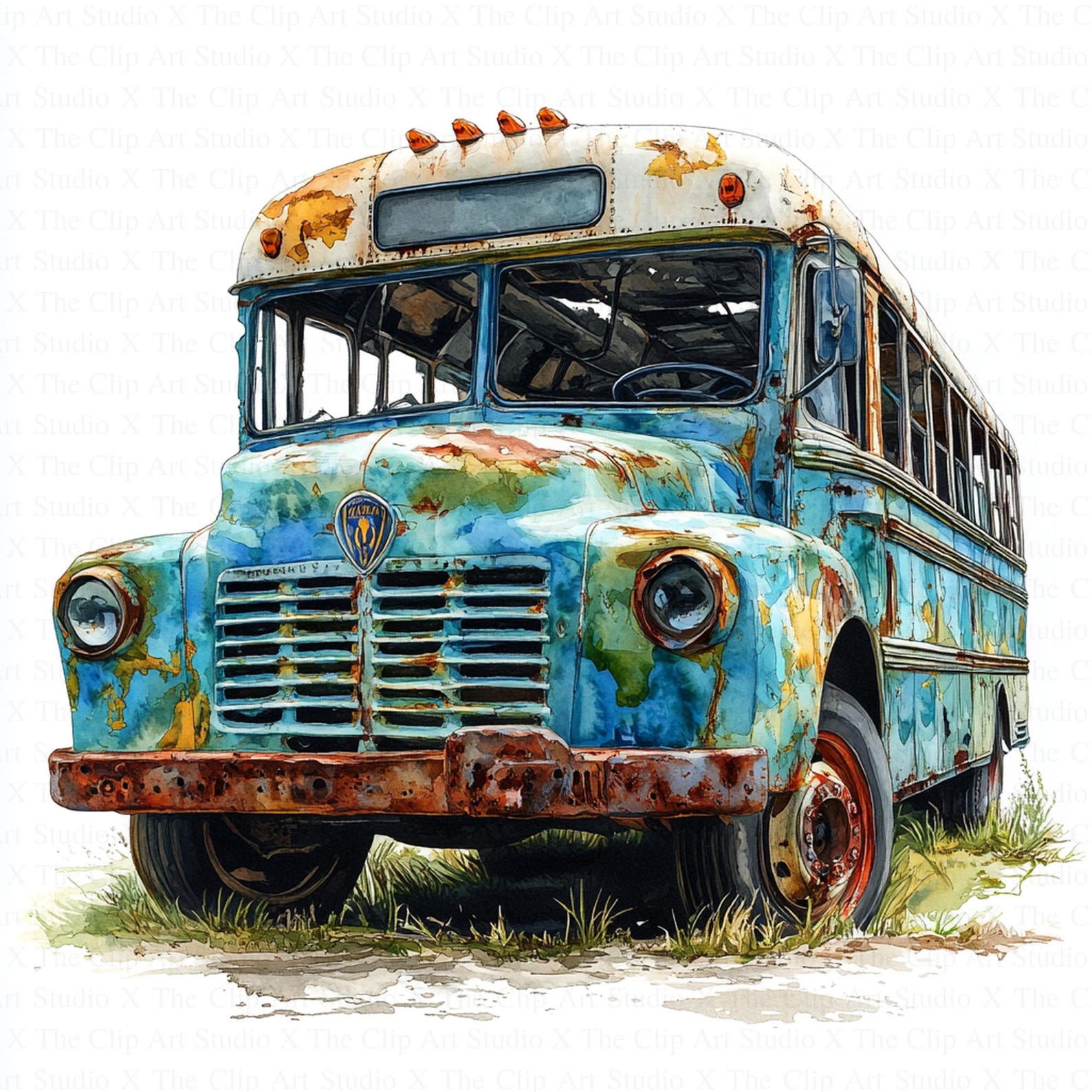 Abandoned Bus Clipart | 10 High Quality Jpgs | Digital Download | Junk ...