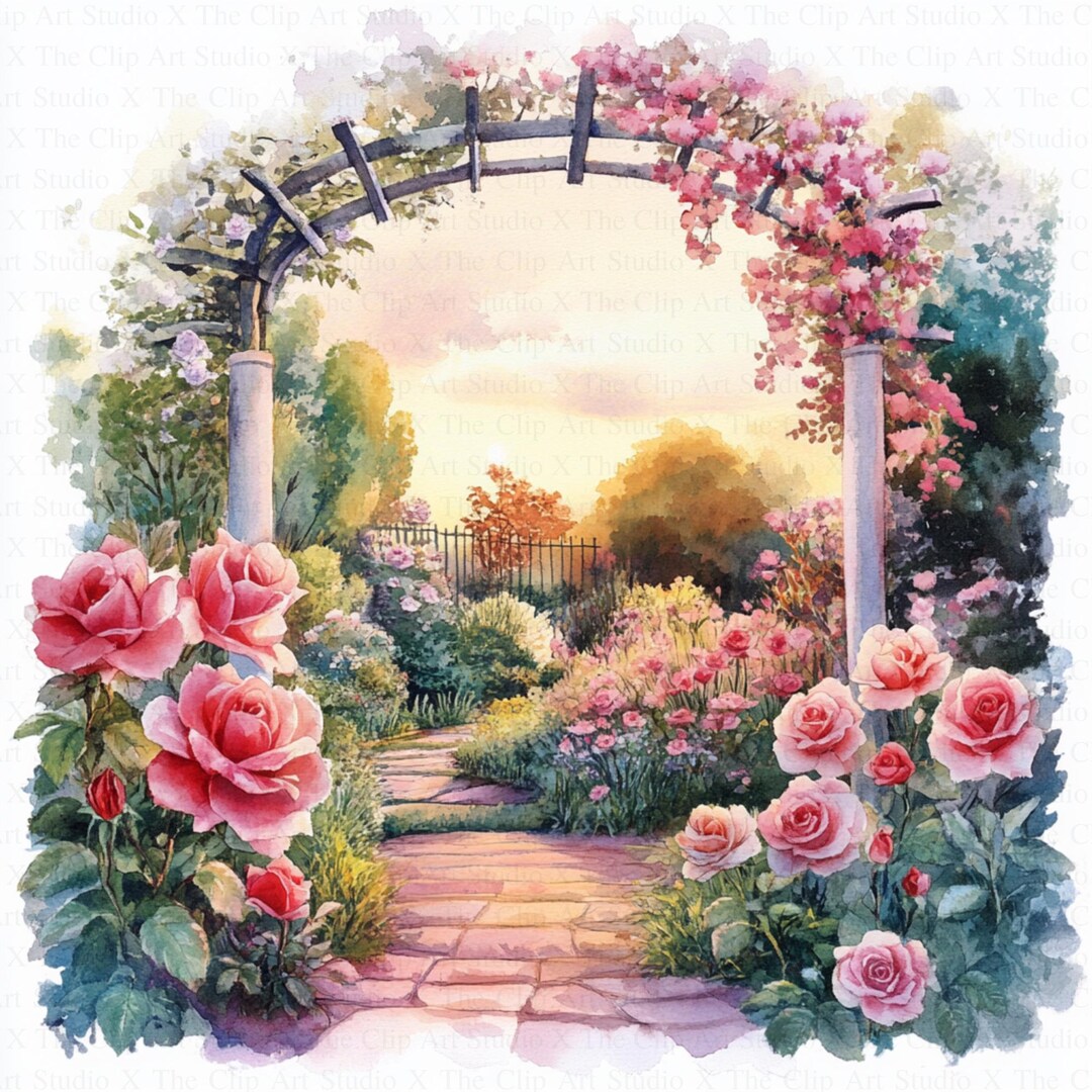 Rose Garden Clipart | 10 High Quality Jpgs | Digital Download ...