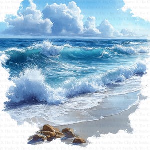 Ocean Waves Clipart | 10 High Quality Jpgs | Digital Download | Card ...
