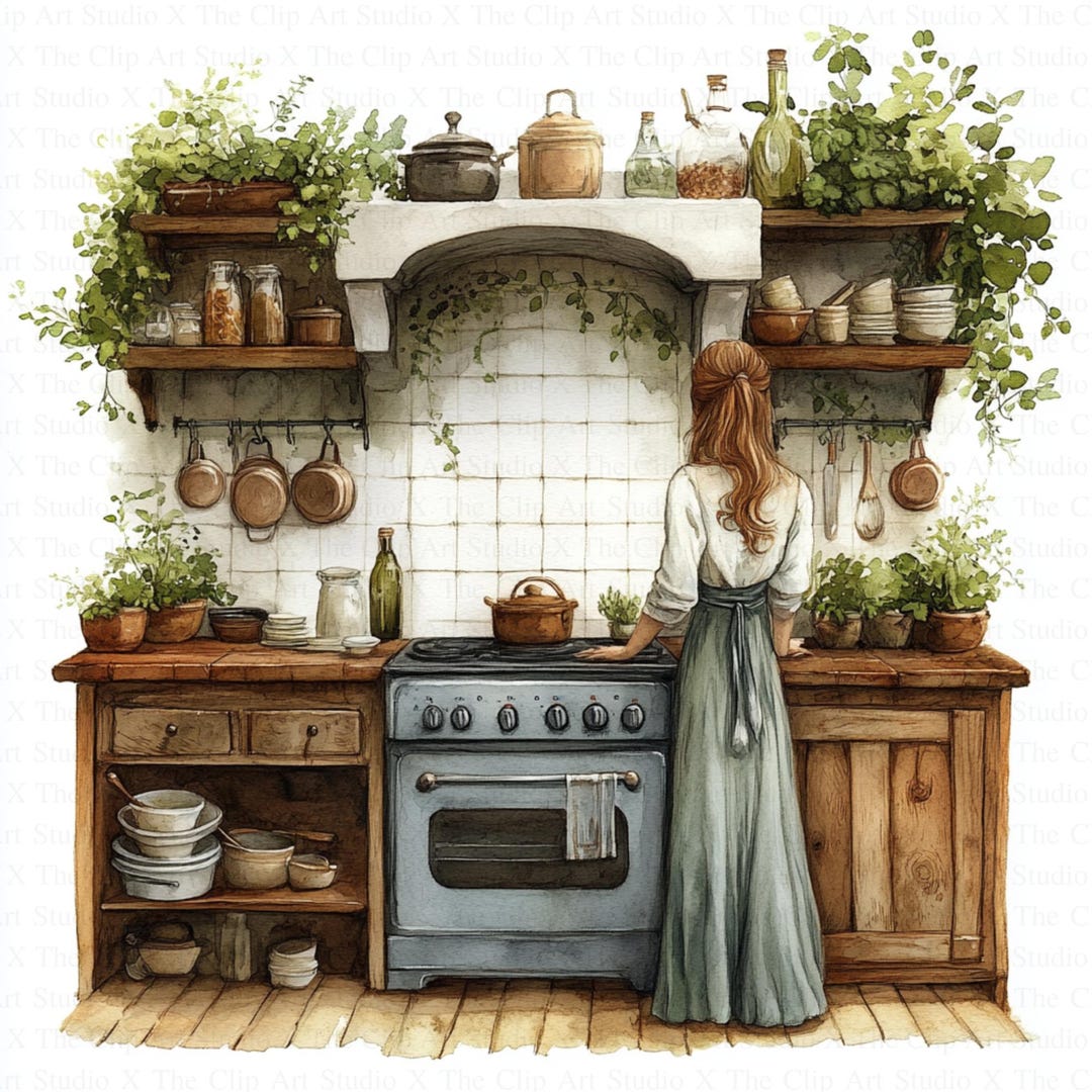 Watercolor Fairy Kitchen Clipart | 10 High Quality Jpgs | Digital ...