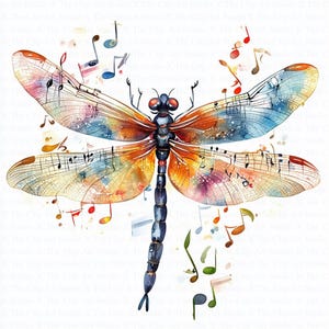 Dragonfly Music Notes Clipart | 10 High Quality JPG | Digital Download ...