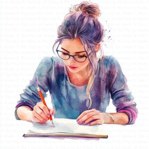 Woman Writing Clipart | 10 High Quality Jpgs | Digital Download | Paper ...