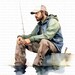 Watercolor Man Fishing Clipart | 10 High Quality Jpgs | Digital ...