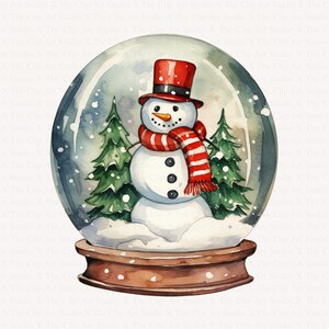 Snowman Christmas Snow Globe Clipart | 10 High Quality Jpgs | Digital ...
