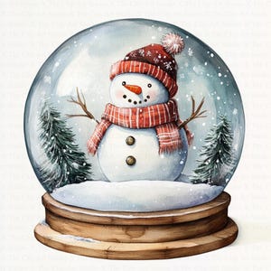 Snowman Christmas Snow Globe Clipart | 10 High Quality Jpgs | Digital ...