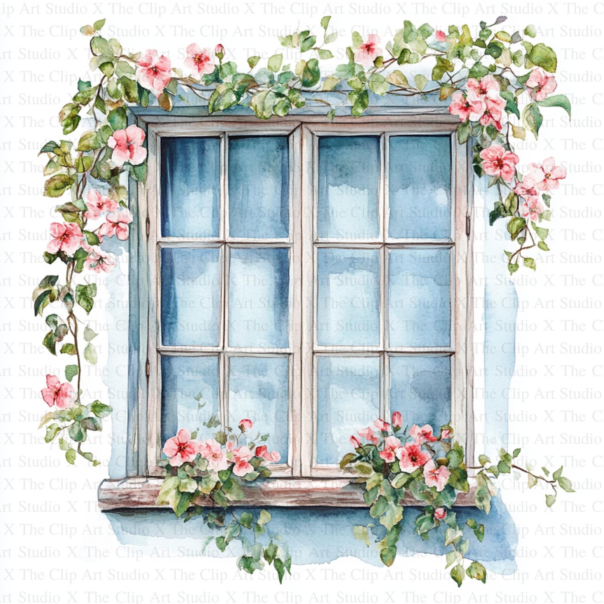 Floral Window Clipart | 10 High Quality Jpgs | Digital Download | Junk ...