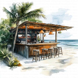 Tropical Bar Clipart | 10 High Quality Jpgs | Digital Download | Beach ...