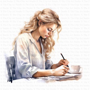 Woman Writing Clipart | 10 High Quality Jpgs | Digital Download | Paper ...