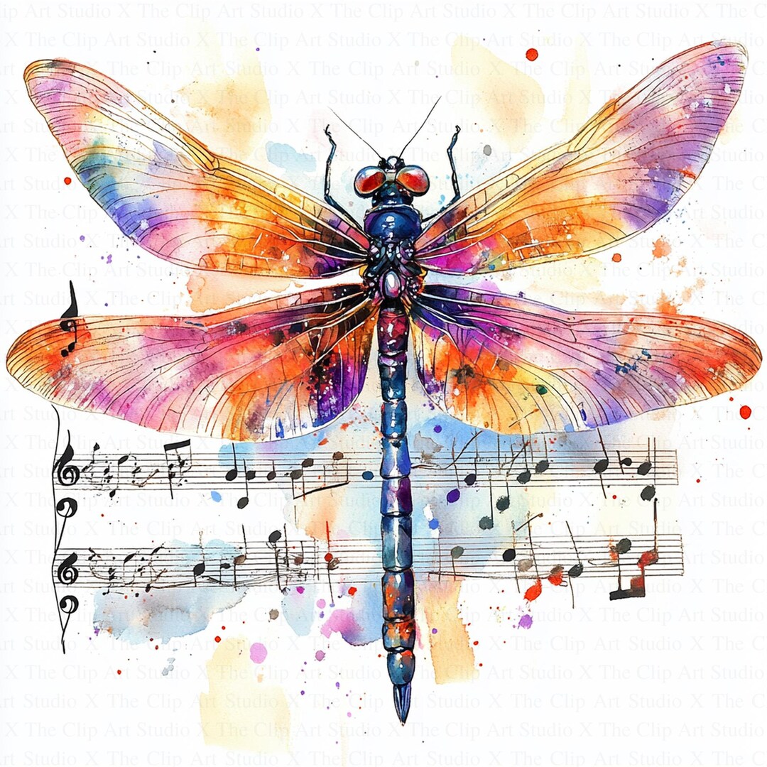 Dragonfly Music Notes Clipart | 10 High Quality JPG | Digital Download ...