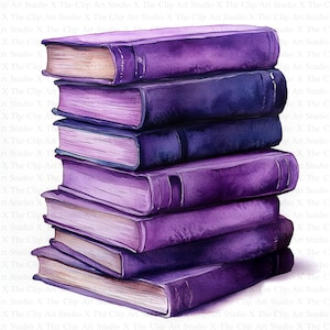Stack of Purple Books Clipart | 10 High Quality Jpgs | Digital Download ...