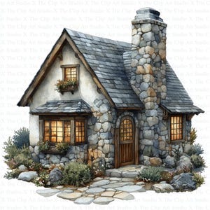 Stone Cottage Clipart | 10 High Quality Jpgs | Digital Download ...