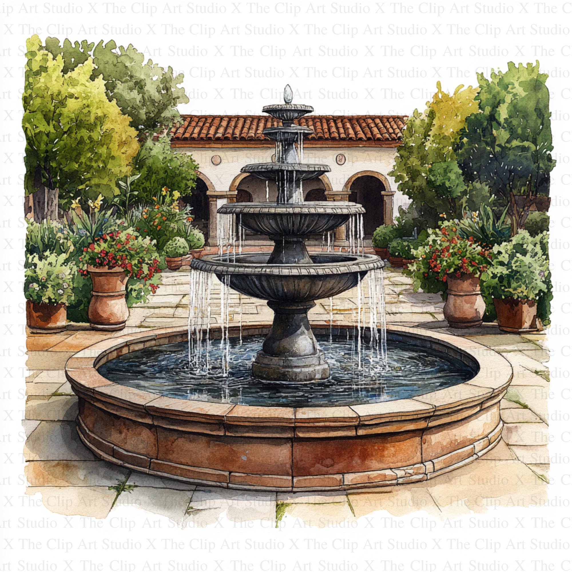 Cloister Fountains Clipart | 10 High Quality Jpgs | Digital Download ...
