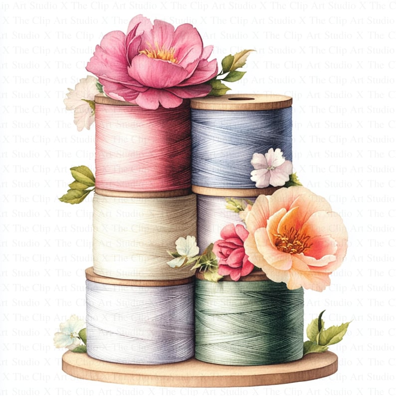Vintage Spools of Thread Clipart | 10 High Quality Jpgs | Digital ...