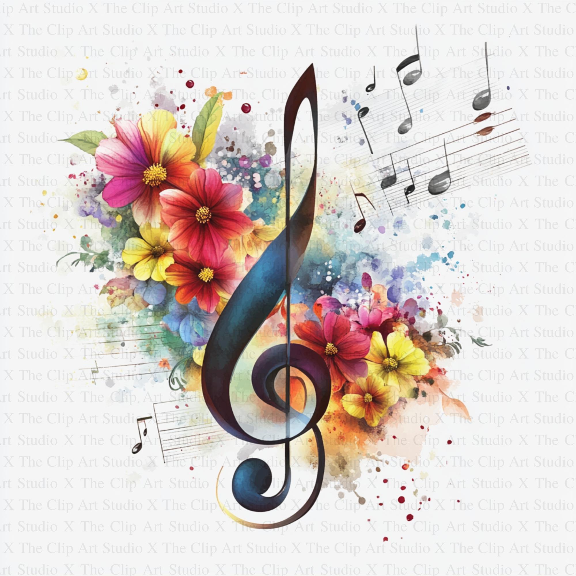 Watercolor Music Notes Clipart 10 High Quality Jpgs Digital Download ...
