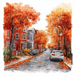 Autumn Street Clipart | 10 High Quality Jpgs | Digital Download | Paper ...