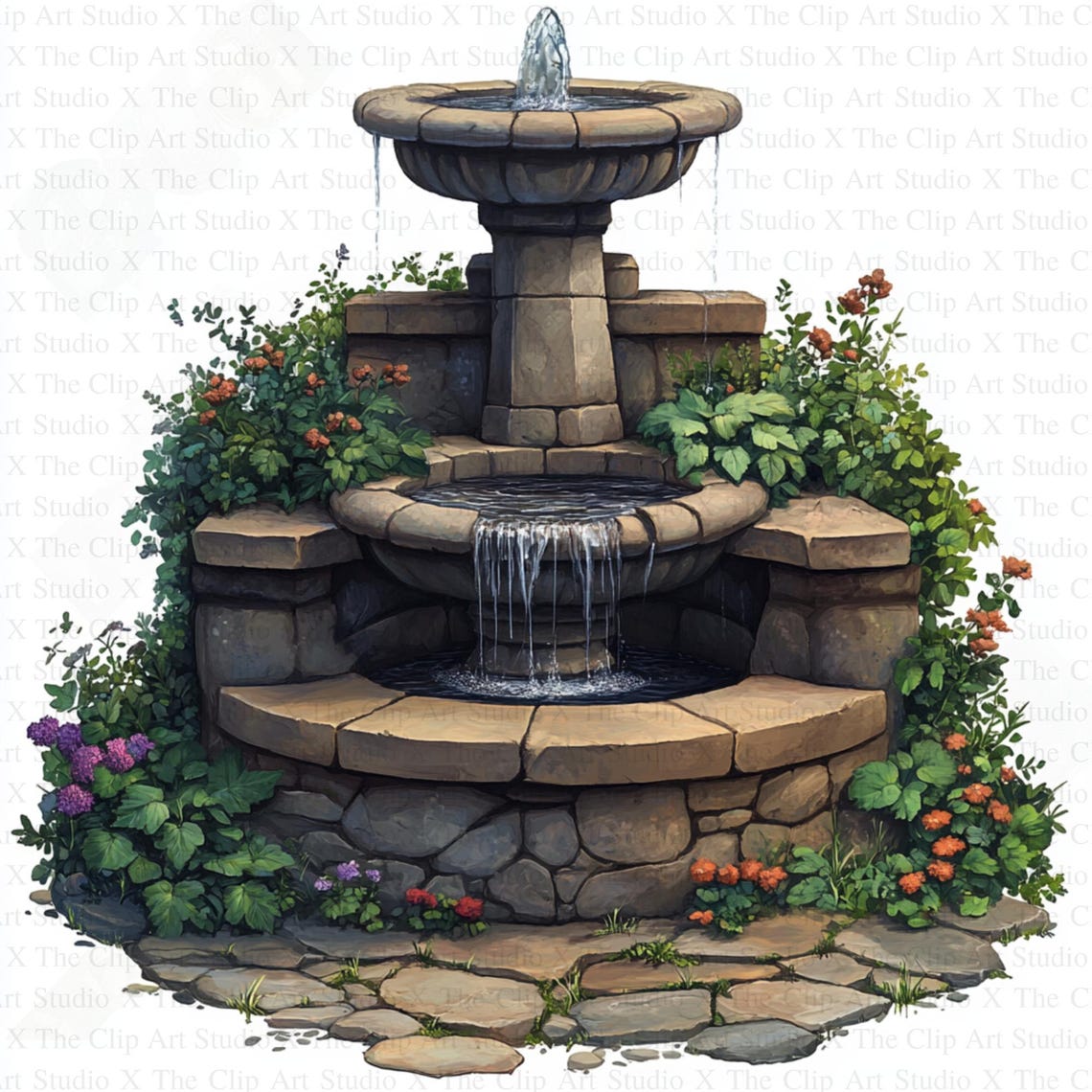 Cloister Fountains Clipart | 10 High Quality Jpgs | Digital Download ...