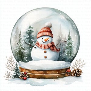 Snowman Christmas Snow Globe Clipart | 10 High Quality Jpgs | Digital ...